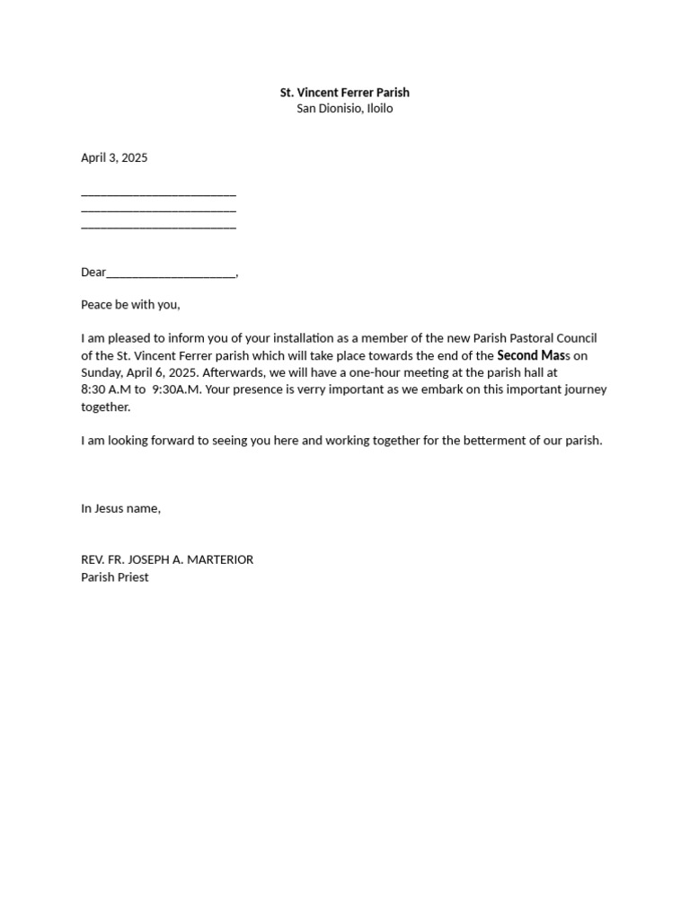 Installation Letter | PDF
