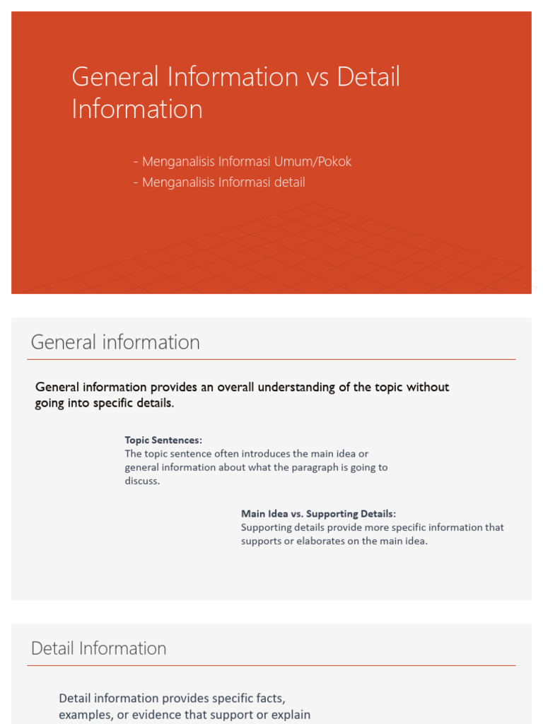General Information Vs Detail Information | PDF | Rainforest | Information