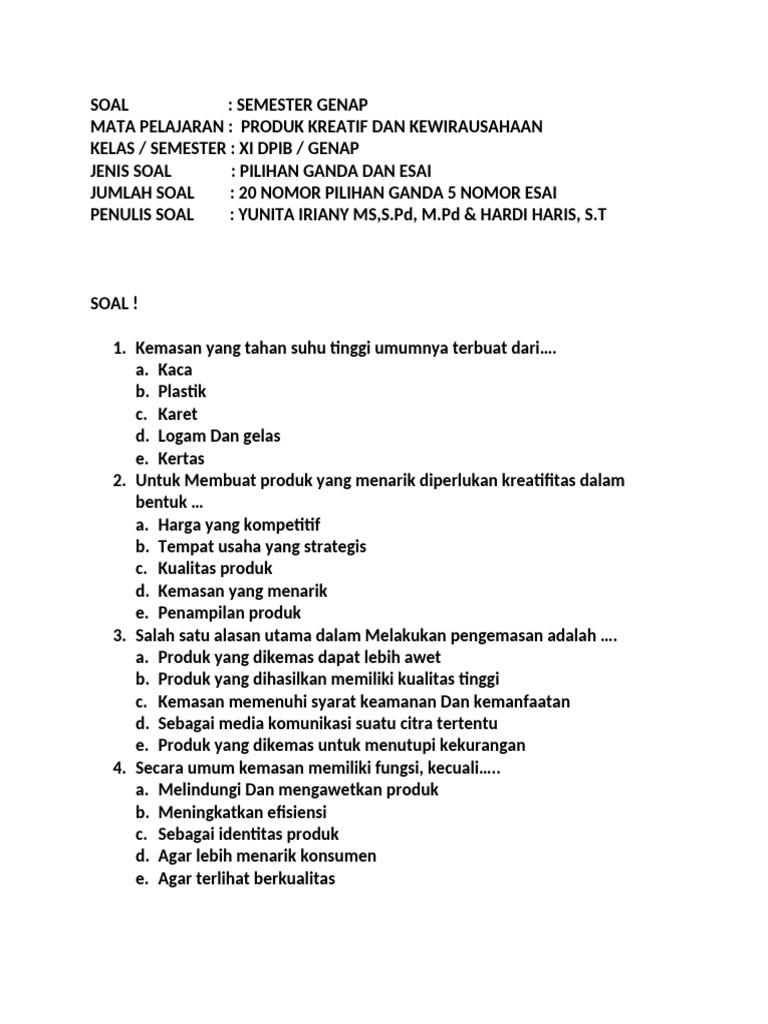 Soal 11 Dpib Semester Genap PKK 2022 | PDF