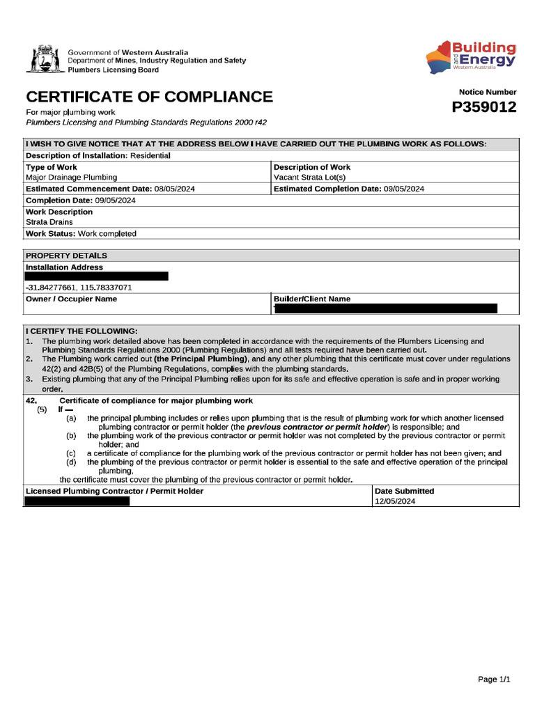 CoC example_Redacted notes | PDF