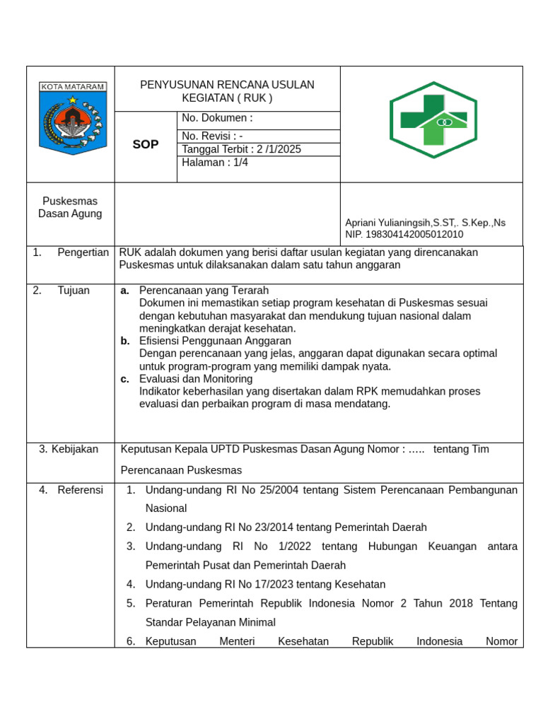 Sop Penyusunan Ruk | PDF