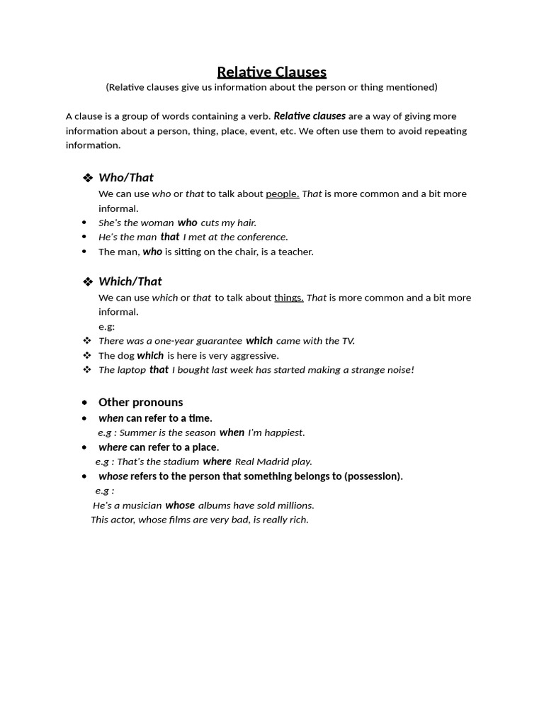 Relative Clauses | PDF