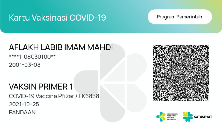 VACCINE-CERTIFICATE-DOSE 1-AFLAKH LABIB IMAM MAHDI-865 | PDF