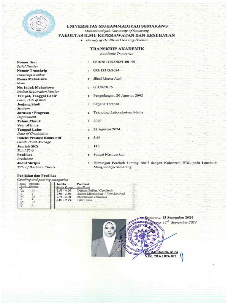 Transkrip Nilai | PDF