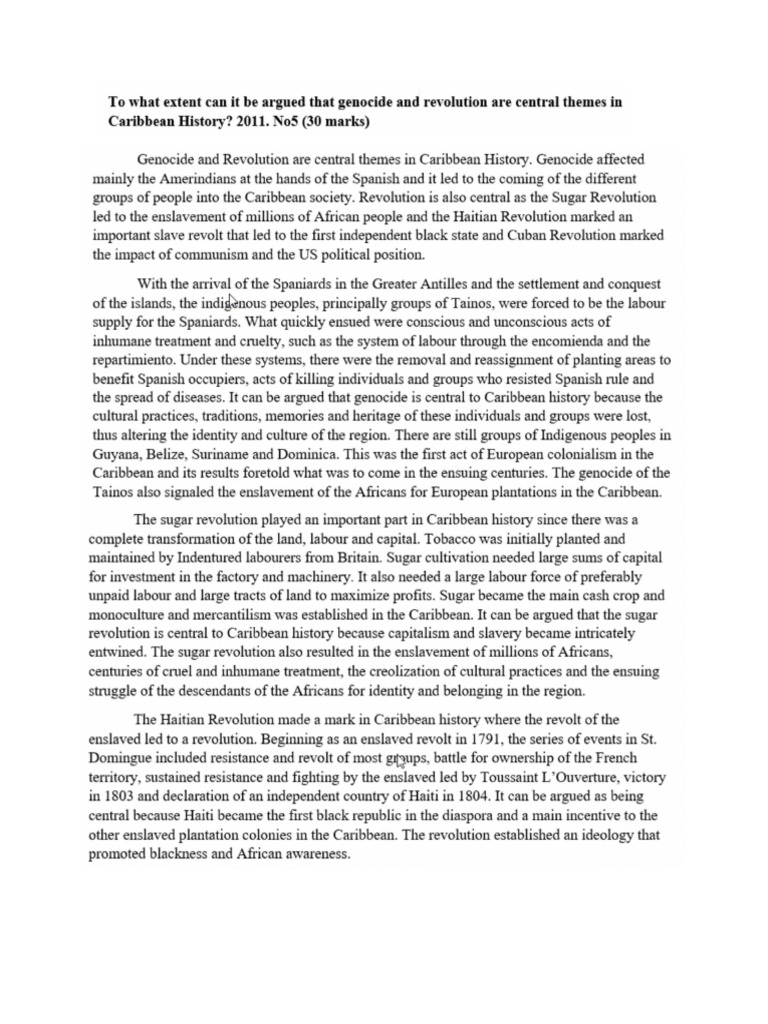 Genocide and Revolution Caribbean Essay | PDF