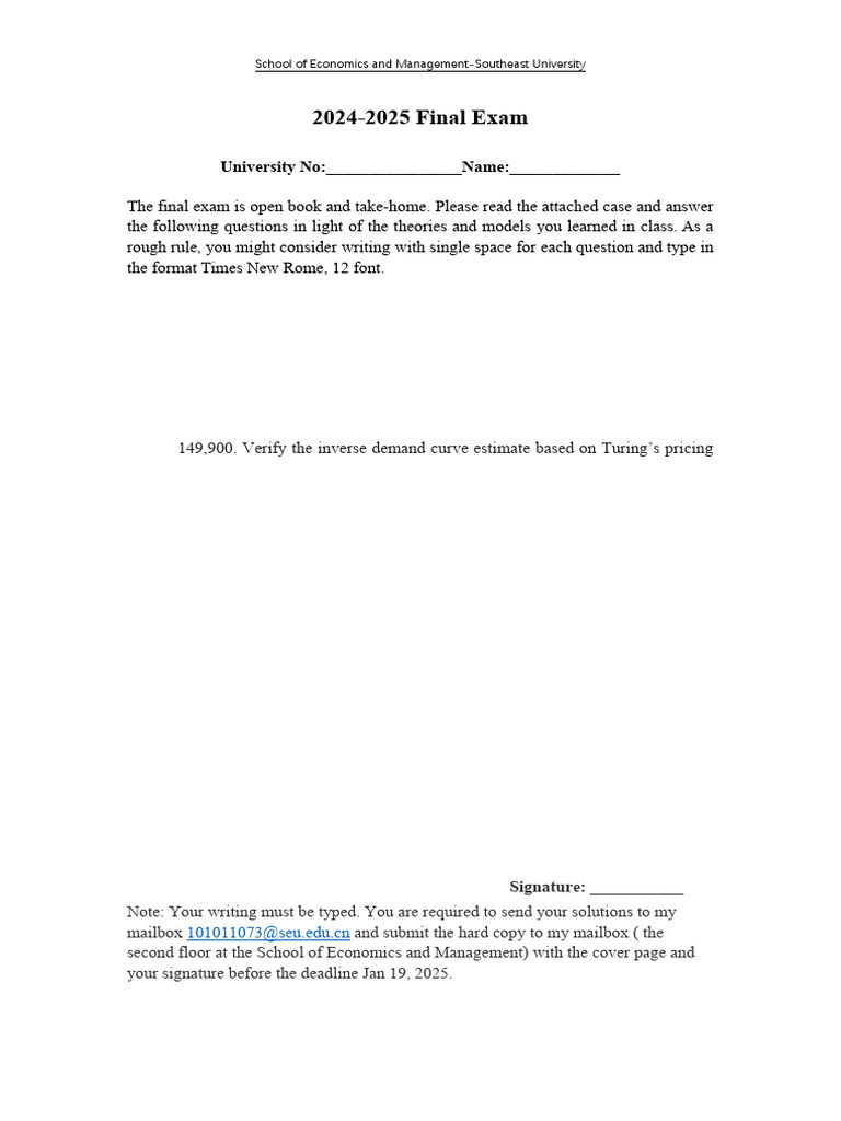 2024 Economics Final Exam Questions | PDF
