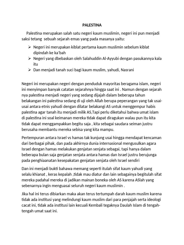 Sejarah dan Konflik Palestina Terkini | PDF