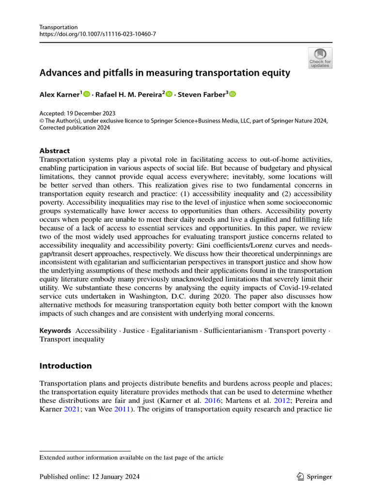 Measuring Transportation Equity Challenges | PDF | Gini Coefficient ...