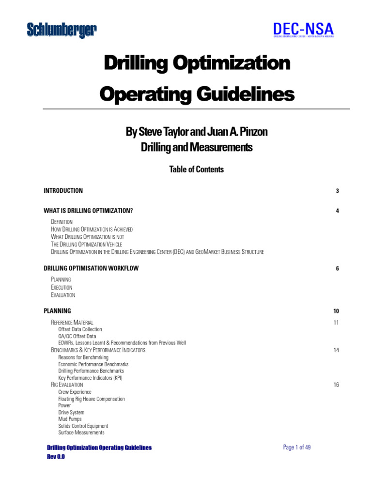 Drilling Optimisation Operating Guidelines | PDF | Pump | Oil Well