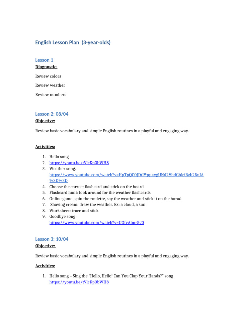 April Lesson Plan | PDF