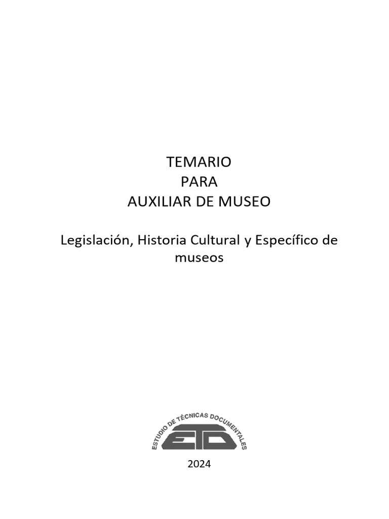 Indice Temario Auxiliar Museo 2024 | PDF | España | Gobierno