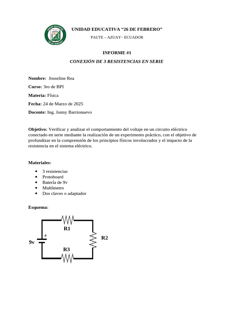 Experimentos de Circuitos: Serie y Paralelo | PDF | Resistencia ...
