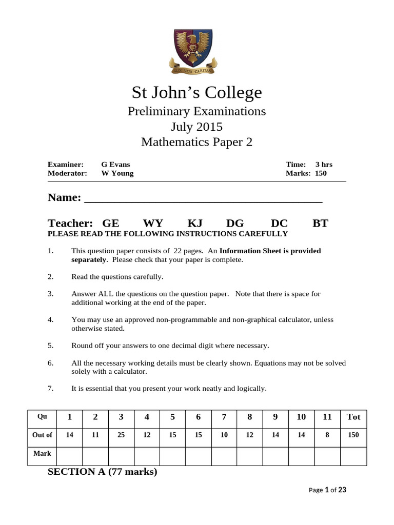 ST John's Prelim Paper 2 2015 v2 | PDF | Compact Fluorescent Lamp ...
