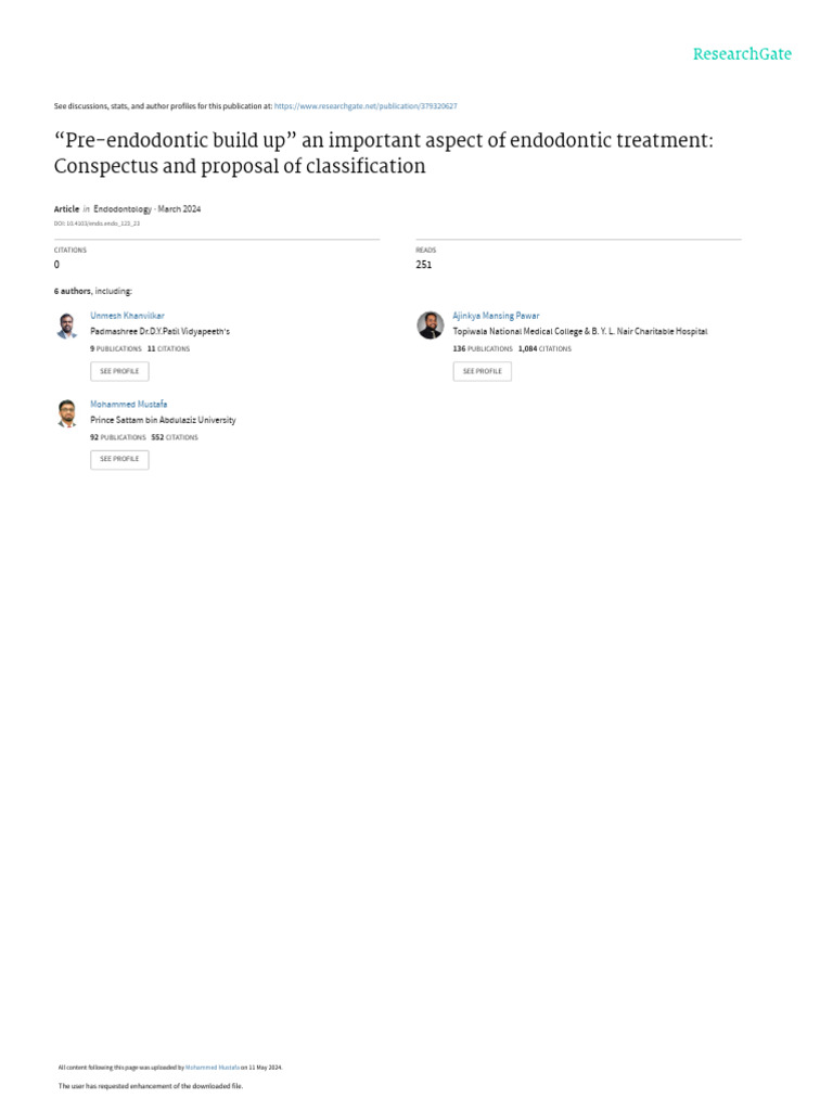 2.pre-Endodontic Build Up An Important Aspect of | PDF | Dentistry ...