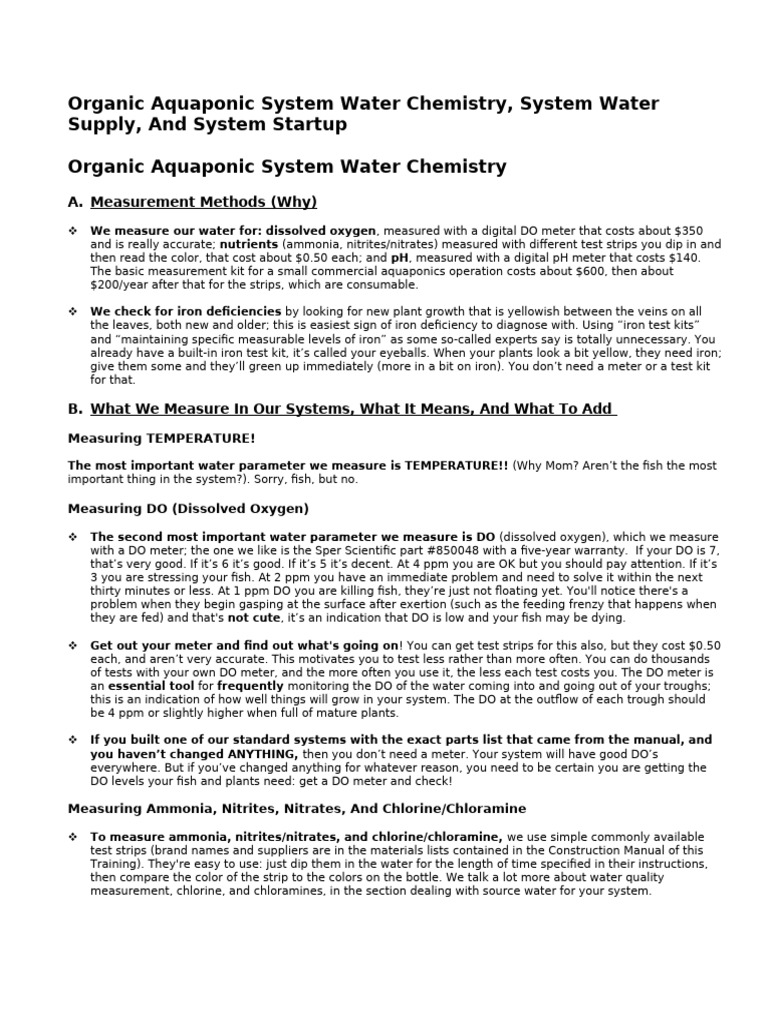 Aquaponic Water Chemistry Essentials | PDF | Plant Nutrition | Aquaponics