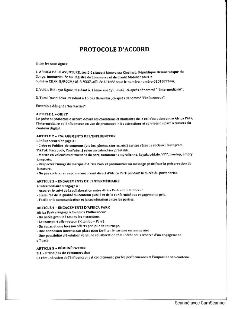 Protocole D'accord Influenceur | PDF