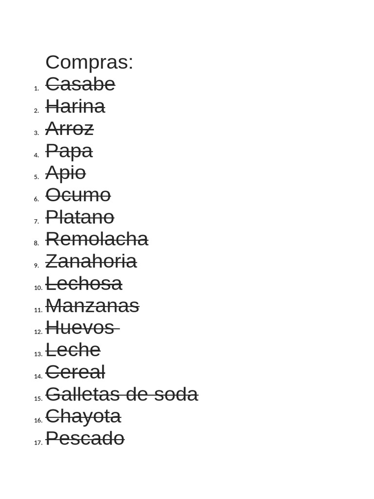Compras: Casabe Harina Arroz Papa Apio Ocumo Platano Remolacha ...