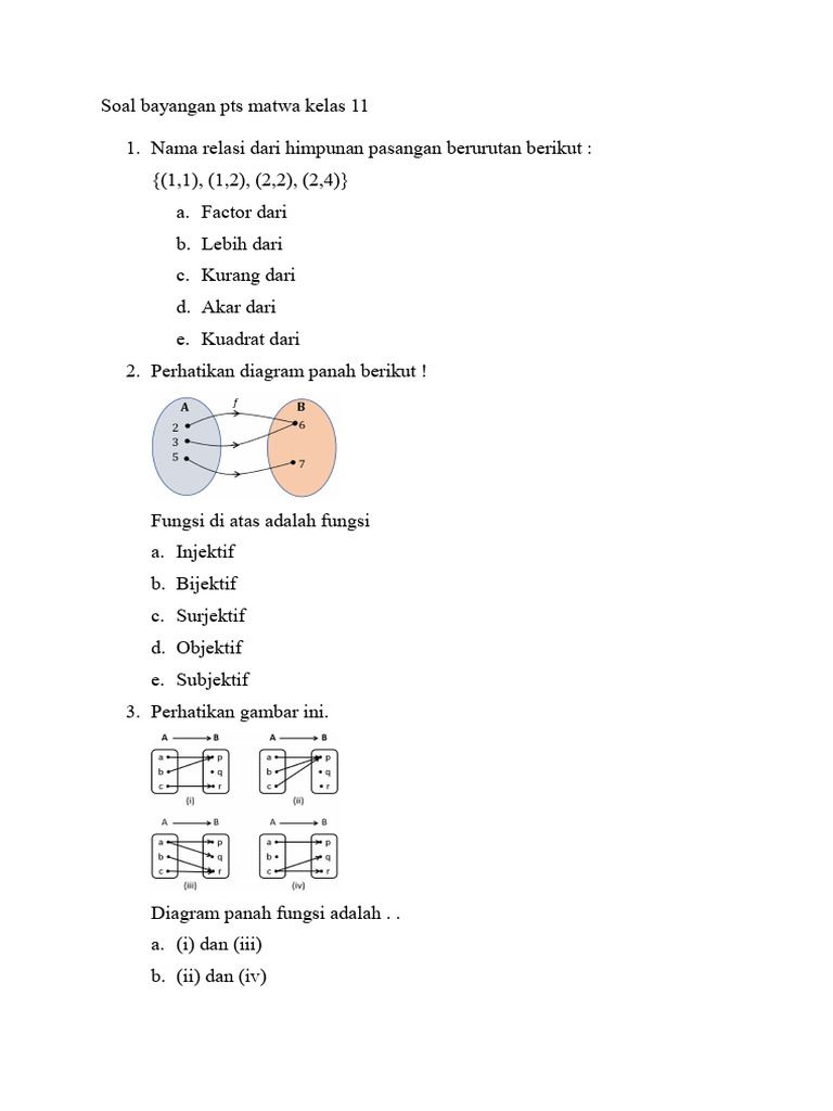 Soal Bayangan Matwa Kelas 11 | PDF