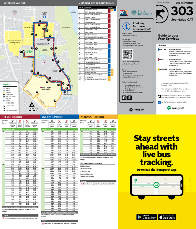 Joondalup CAT Timetable 303 20250202 | PDF | Public Transport | Transport