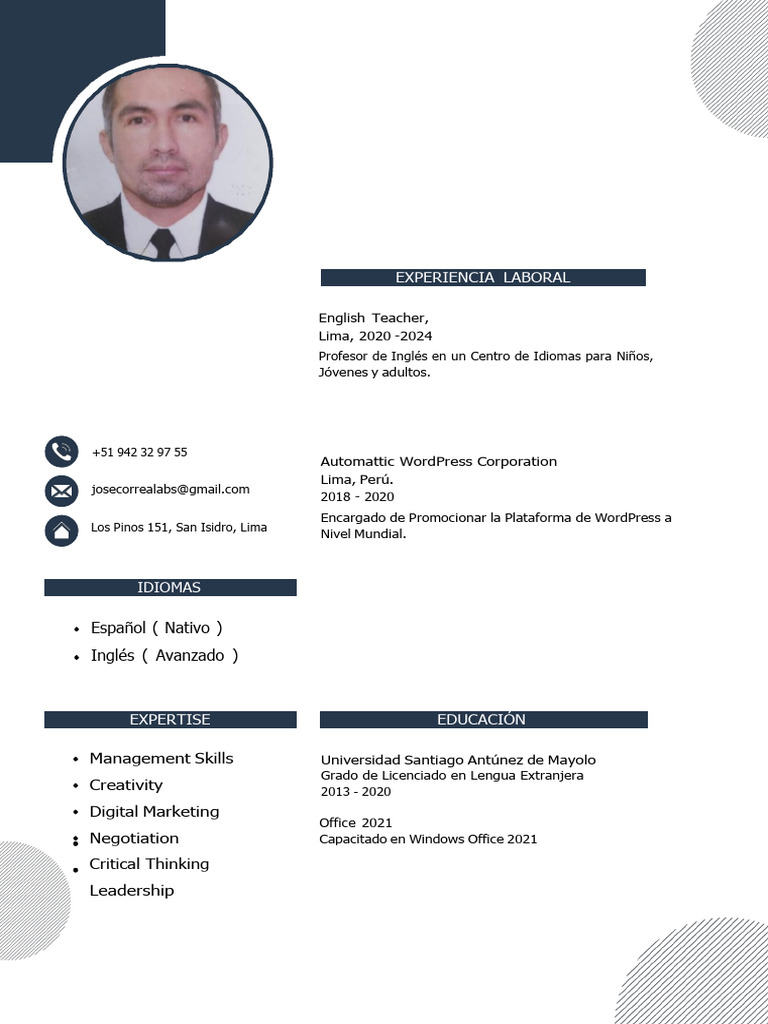 Jose Correa Curriculum Vitae | PDF