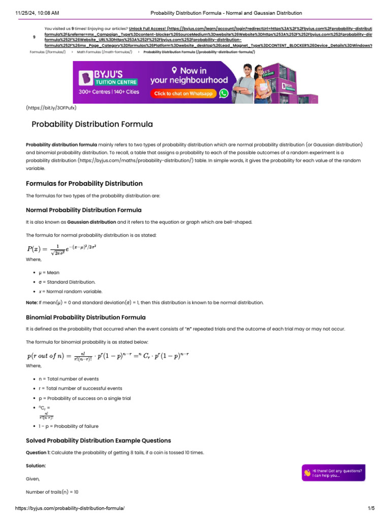 Probability Distribution Formula - Normal and Gaussian Distribution ...
