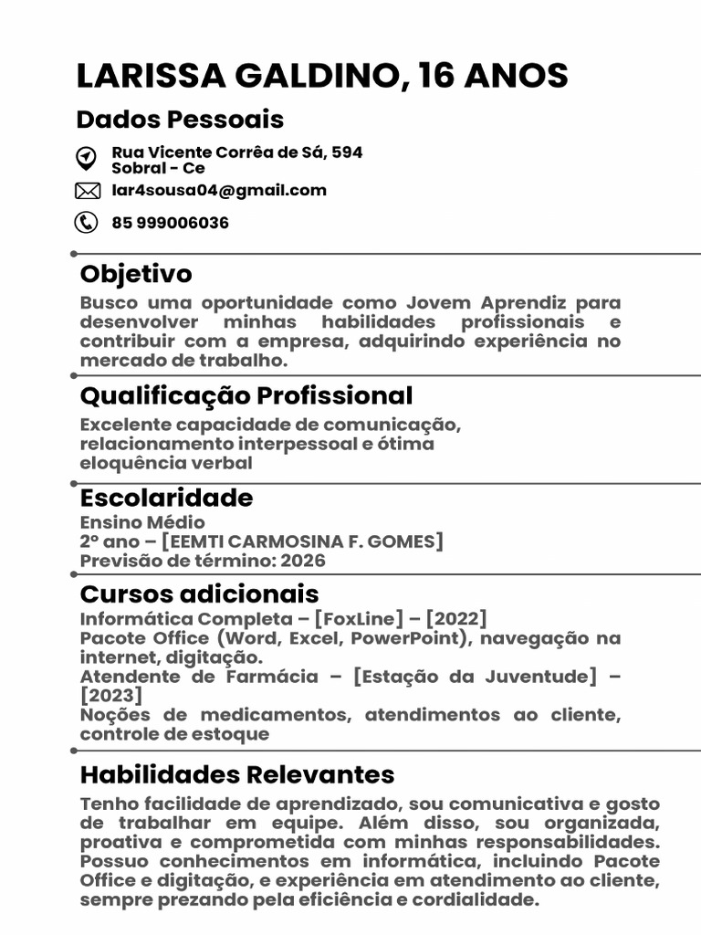 Currículo Larissa Galdino Lopes - 20250314 - 152258 - 0000 | PDF