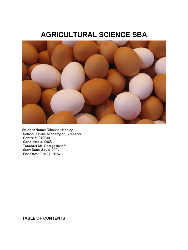 Agricultural Science Sba | PDF | Poultry Farming | Chicken