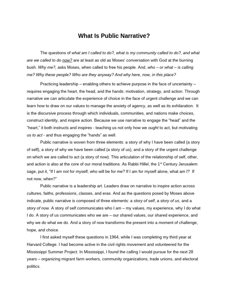 Ganz - What Is Public Narrative | PDF | Emotions | Narrative