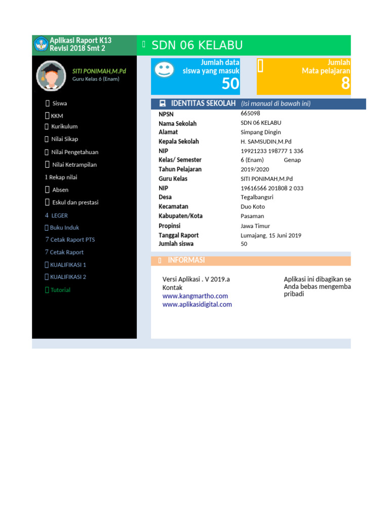 Aplikasi Raport K13 SDN 06 Kelabu | PDF