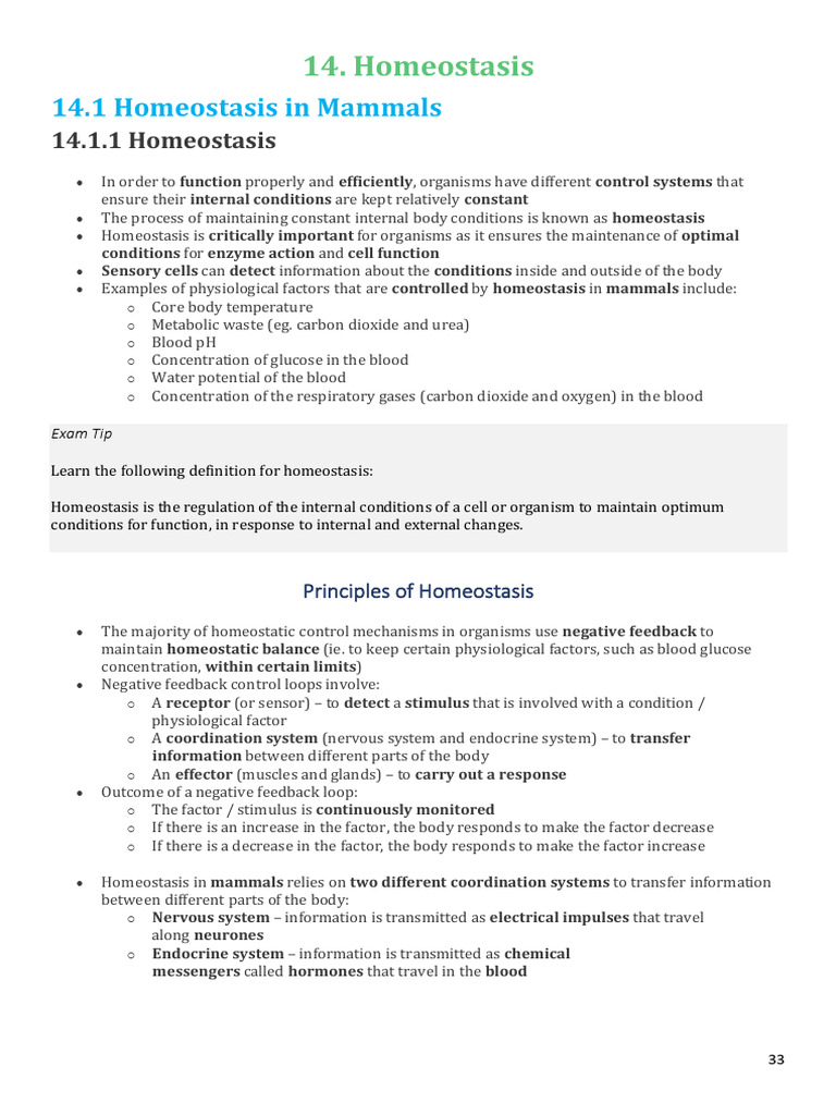 Homeostasis Reading Material | PDF | Stoma | Homeostasis