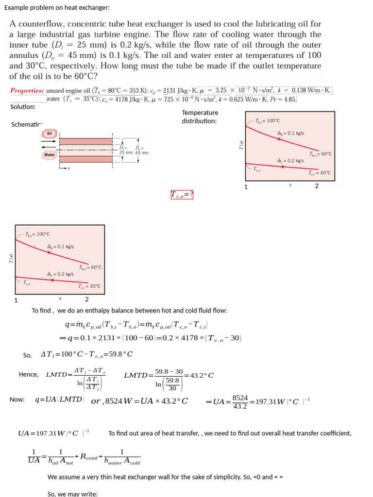 Heat Exchanger Problem and NTU-1 | PDF | Heat Transfer | Thermodynamic Properties