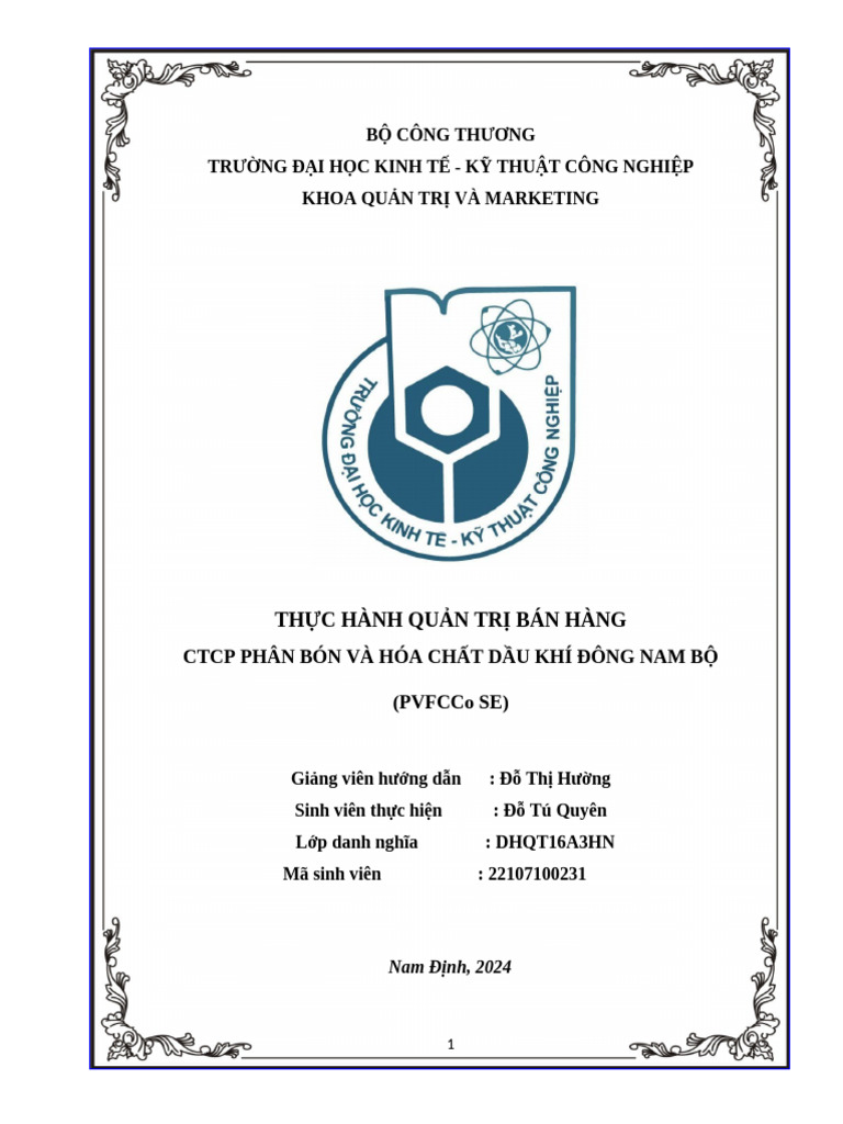 Bài TH QTBH Đỗ Tú Quyên mới | PDF