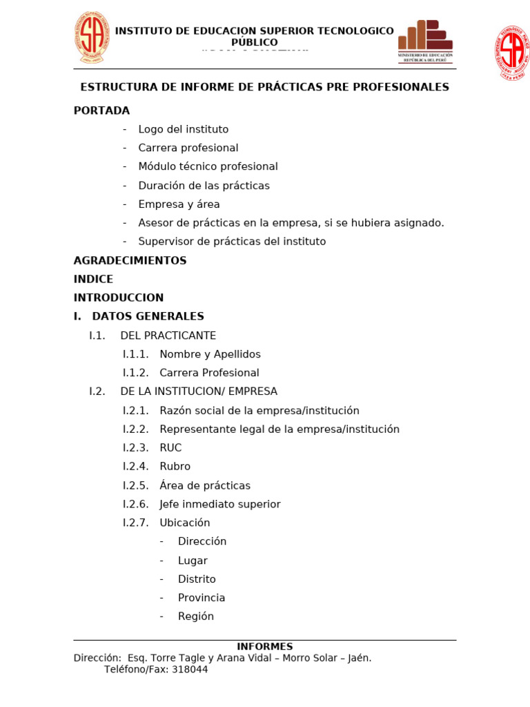 Estructura de Informe de Practicas | PDF