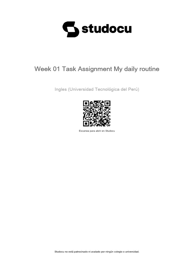 Week 01 Task Assignment My Daily Routine | PDF | Meal | Eating Behaviors Of Humans
