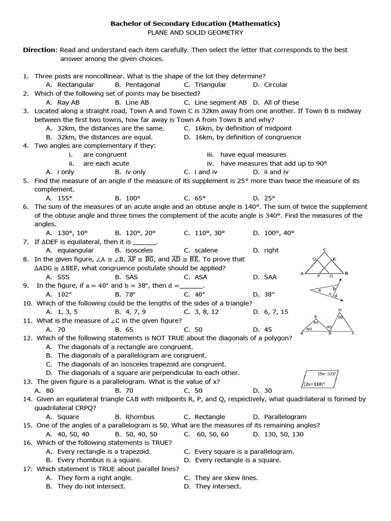 Plane Solid Geometry 24 25 2 | PDF | Rectangle | Triangle