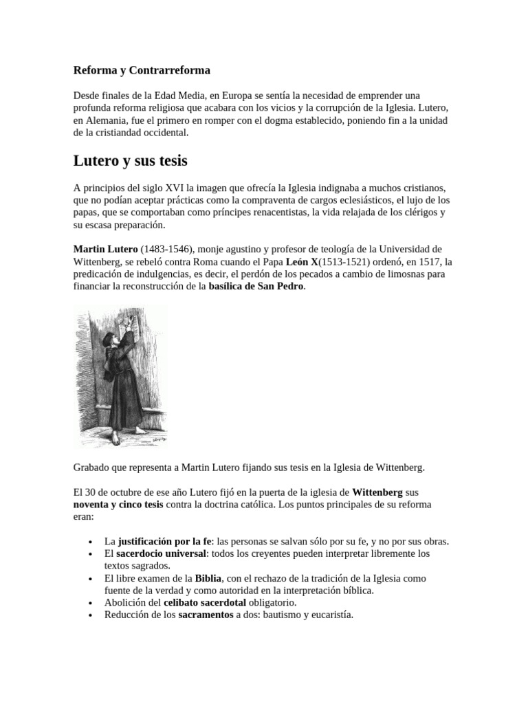 Reforma y Contrarreforma en Europa | PDF | Martin Luther | Iglesia Católica