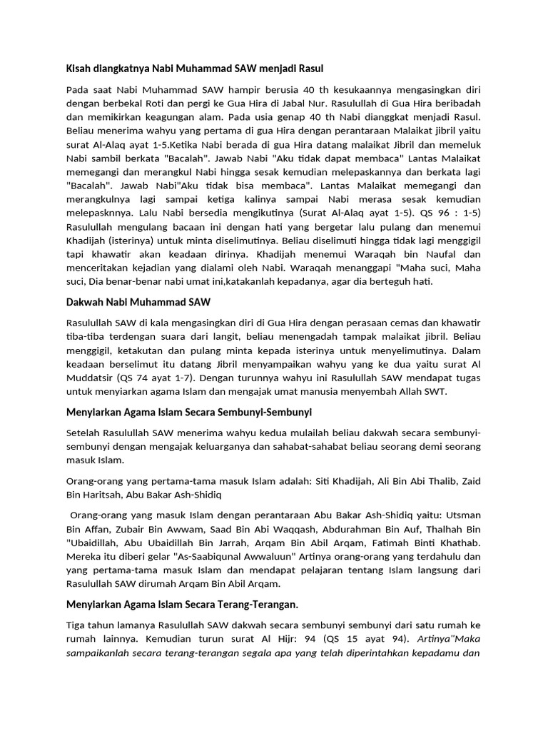Kisah Diangkatnya Nabi Muhammad SAW Menjadi Rasul | PDF
