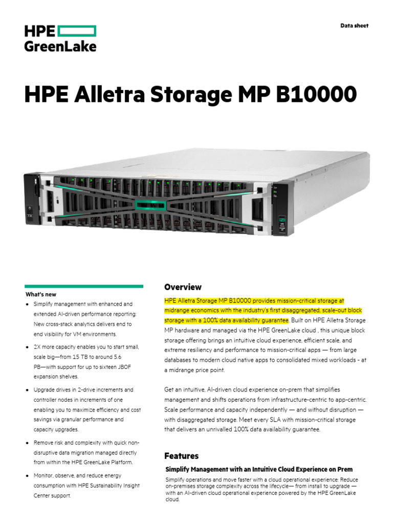 Data Sheet HPE Alletra Storage MP B10000 | PDF | Computing | Computer ...