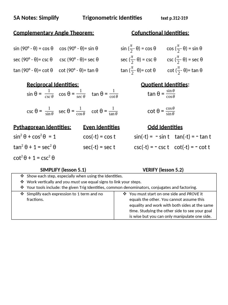 5A Simplify Notes 5.1 | PDF