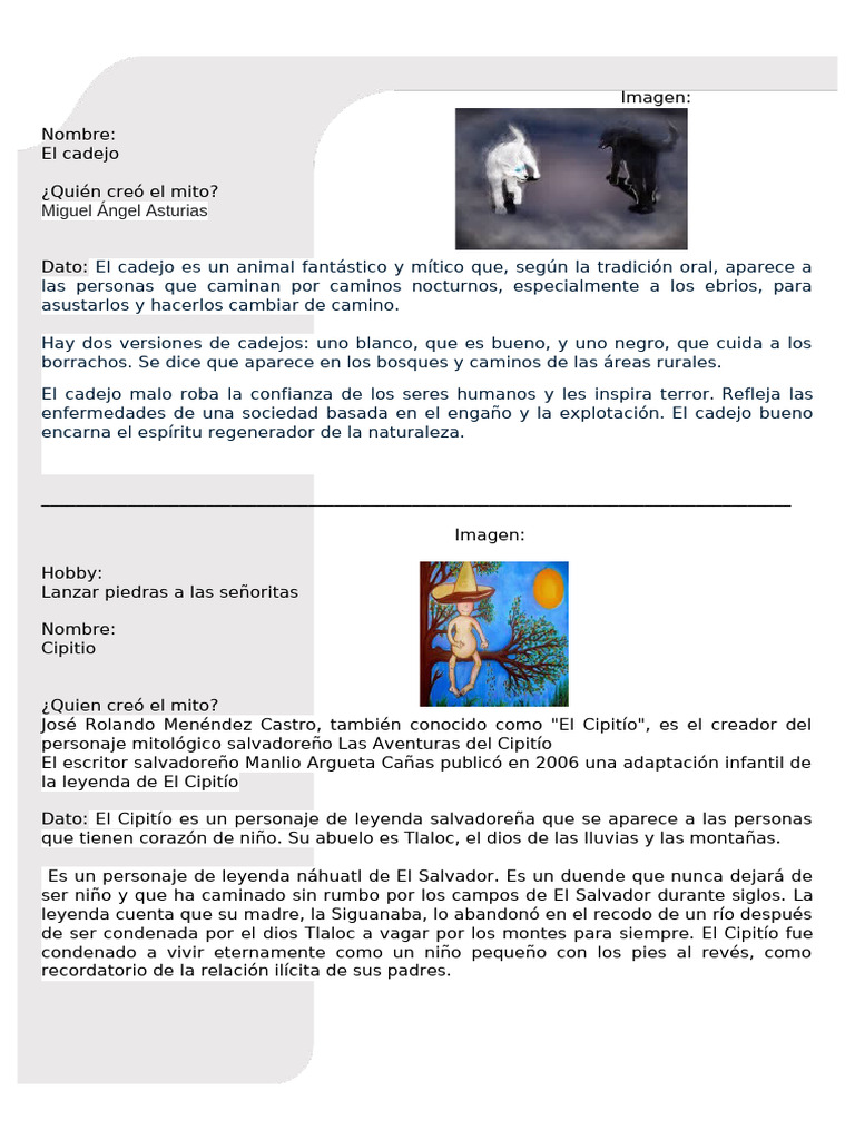 La leyenda del cadejo en El Salvador | PDF