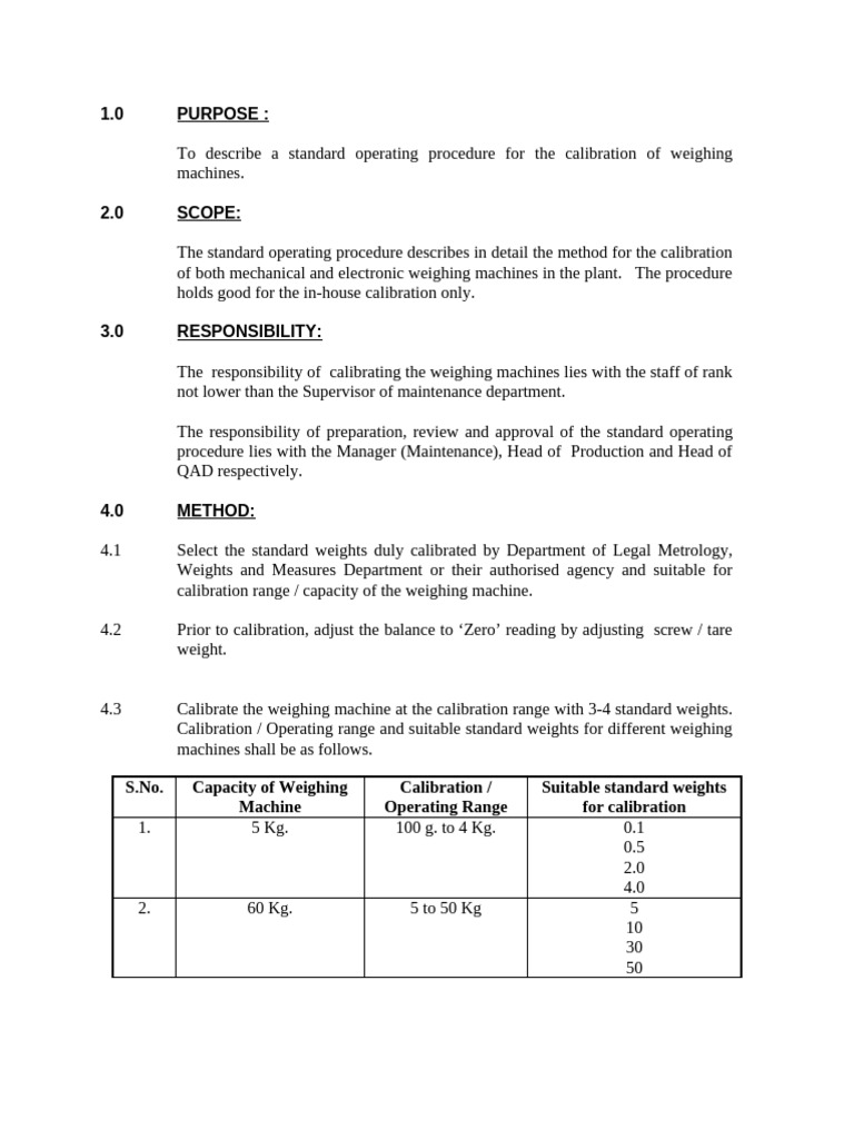 Weighing Machine Calibration Procedure | PDF | Weighing Scale | Calibration