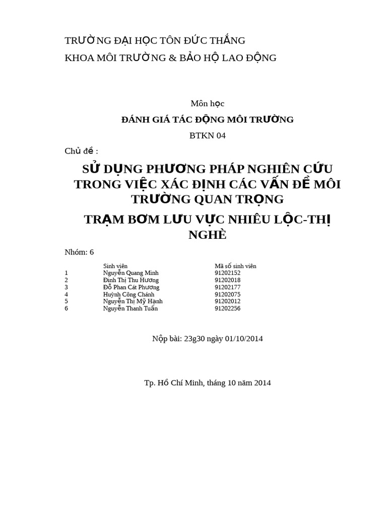 S DNGPH NG Pháp Nghiên C U Trong Vi C Xác Đ NH Các V N Đ Môi TR NG Quan TR NG Trmbmluvcnhiêulc ...