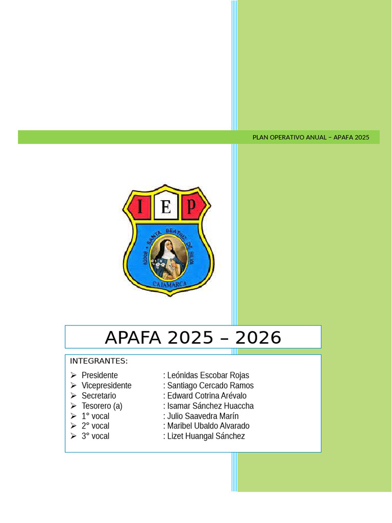 Poa Apafa 2025 | PDF | Escuelas | Plan de estudios