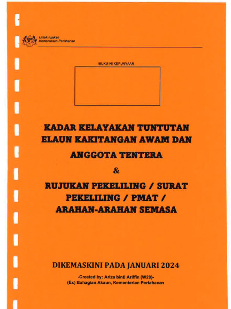 Buku Kadar Dan Kelayakan Awam & Atm | PDF