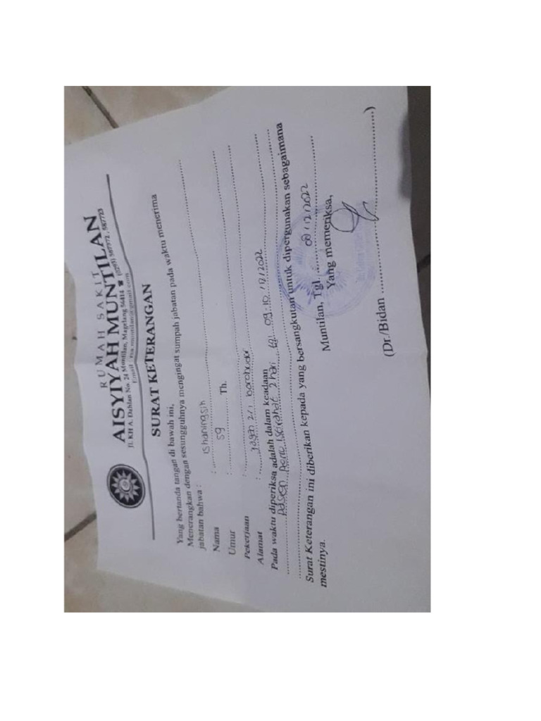 Ijin Sakit Bu Is | PDF