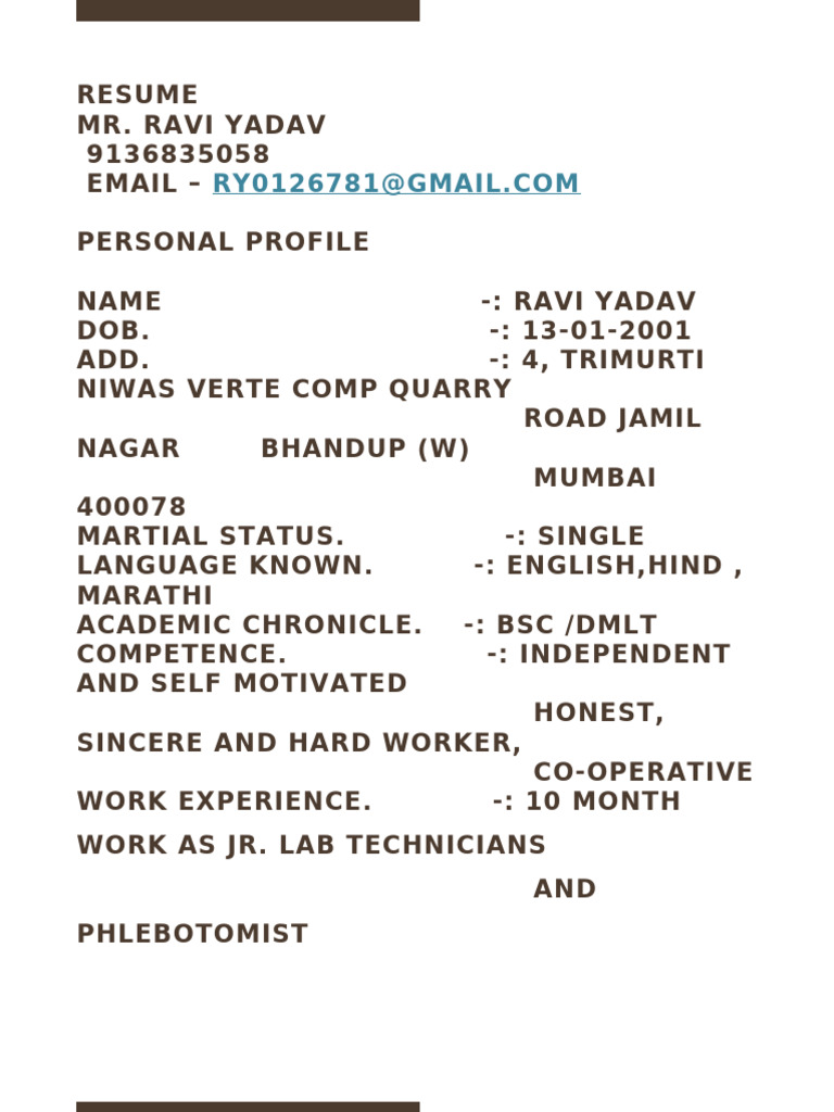 Resume Ravi Yadav | PDF