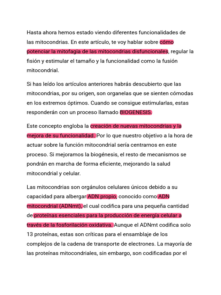 Biogénesis Mitocondrial y Su Regulación | PDF | Mitocondria | Adn ...