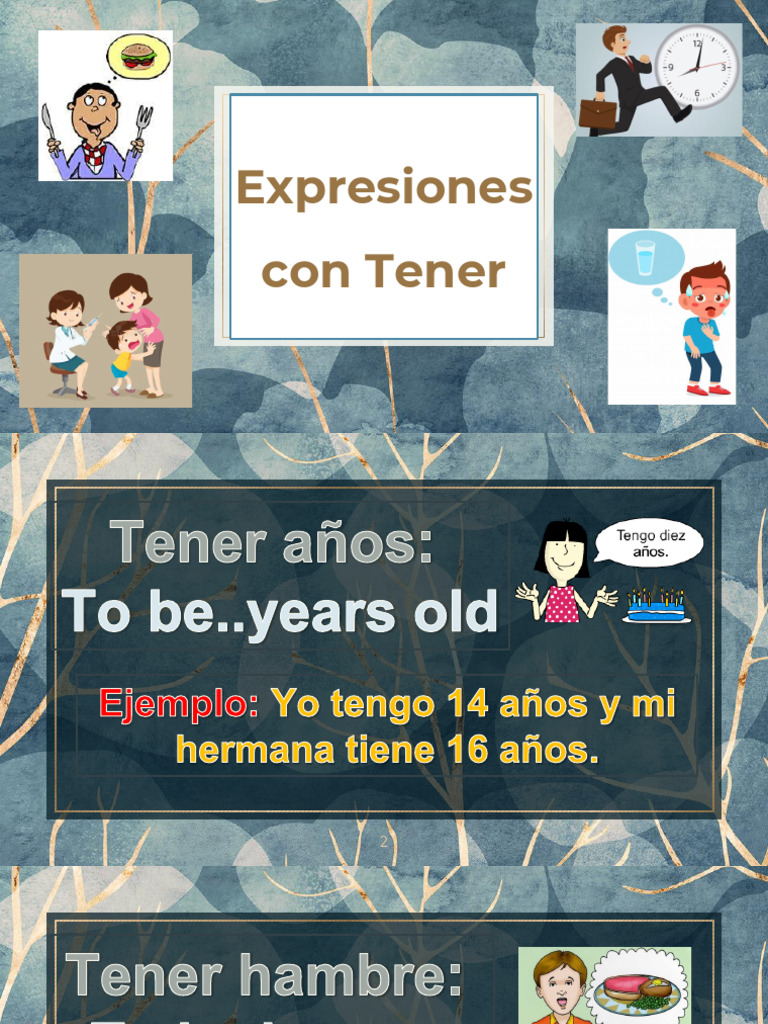 Tener + expresiones - Images with examples | PDF