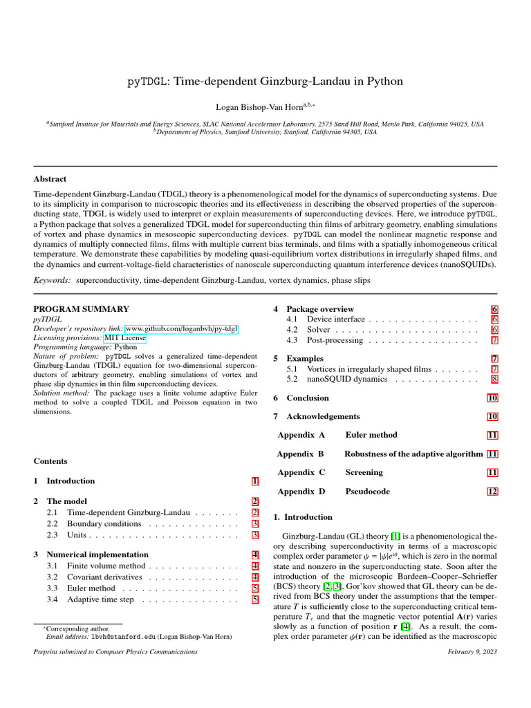Pyton TDGL | PDF | Superconductivity | Physics