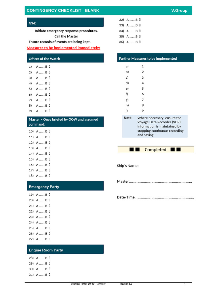 Contingency Checklist g34 - Blank | PDF